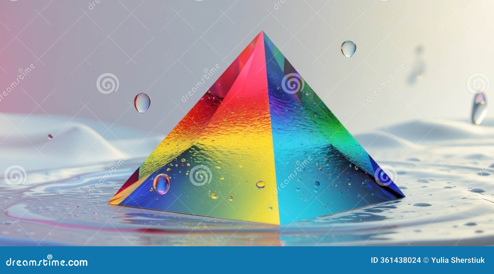 Abstract Background with Pyramid Glass Prism and Water Refracting Light ...