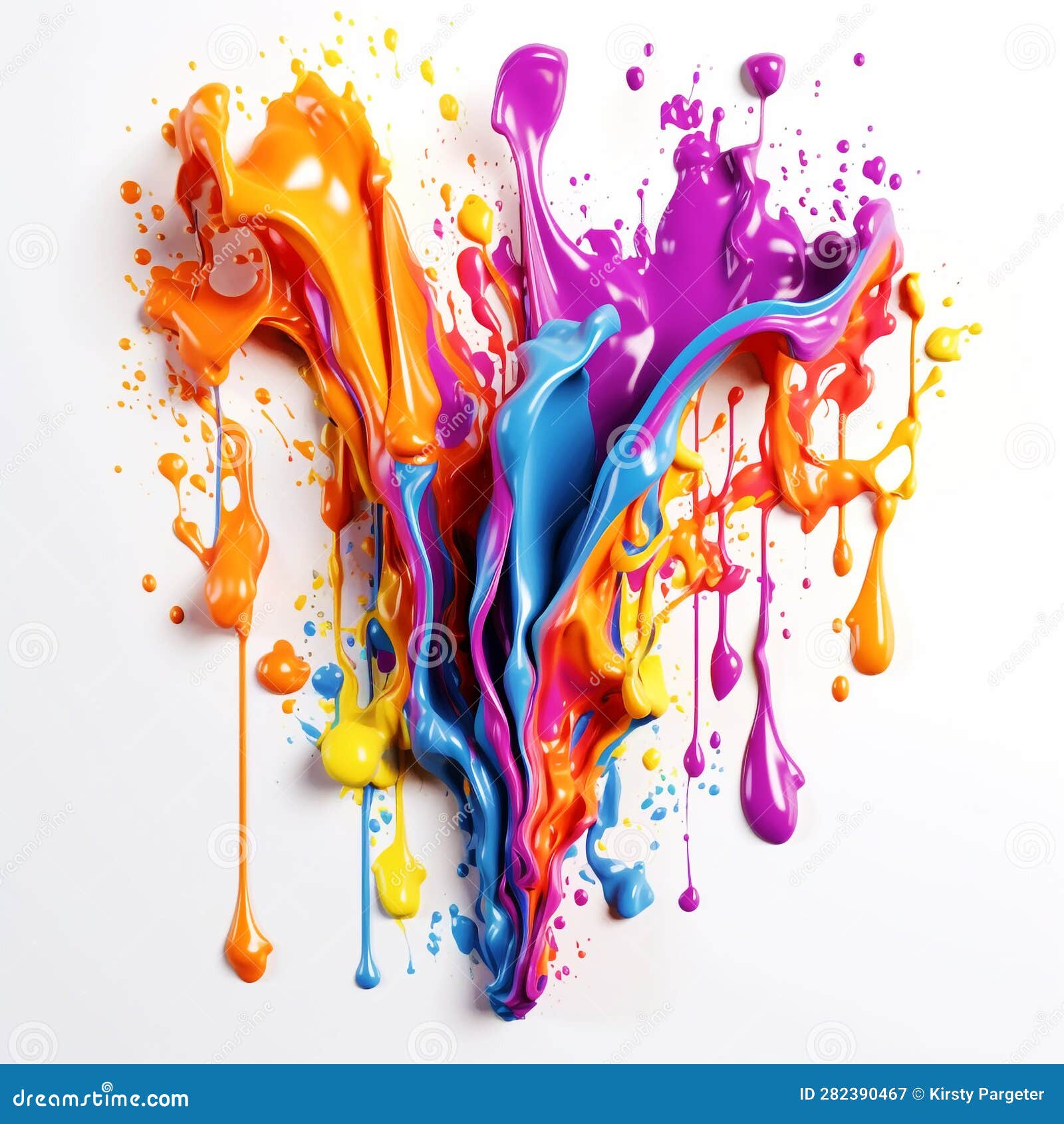 Abstract Background of a Rainbow Coloured Paint Splash with Drips Stock ...