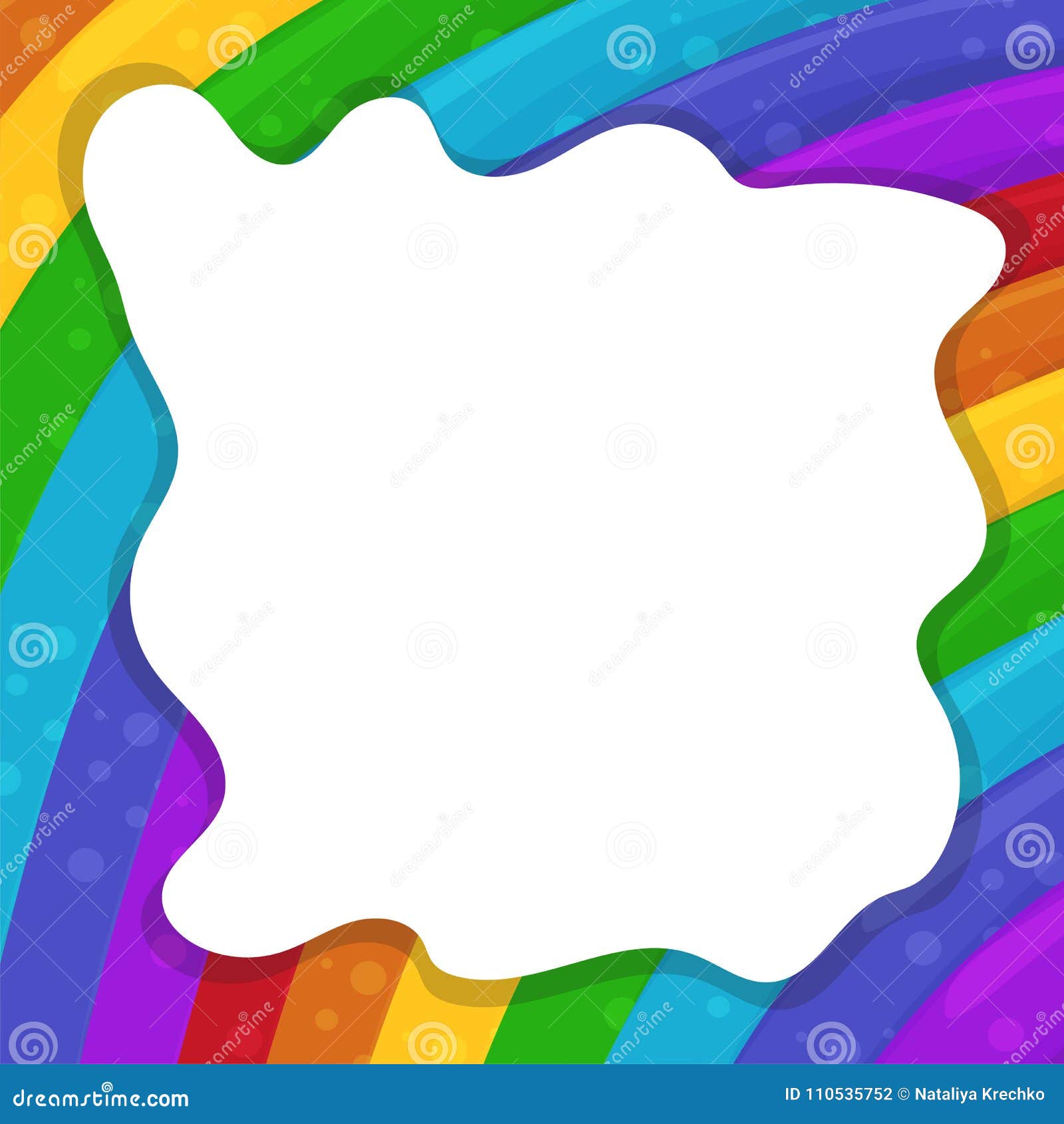 Abstract Background with Cartoon Rainbows and Cloud Frame. Vector ...