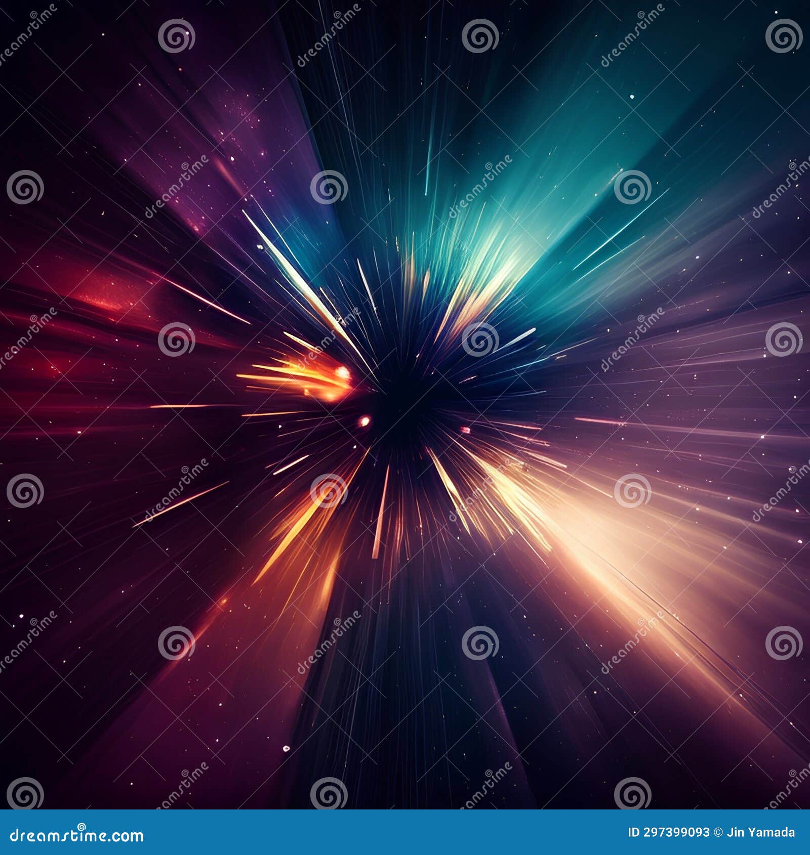 Abstract Background with Rays and Stars in Space, Computer Generated ...