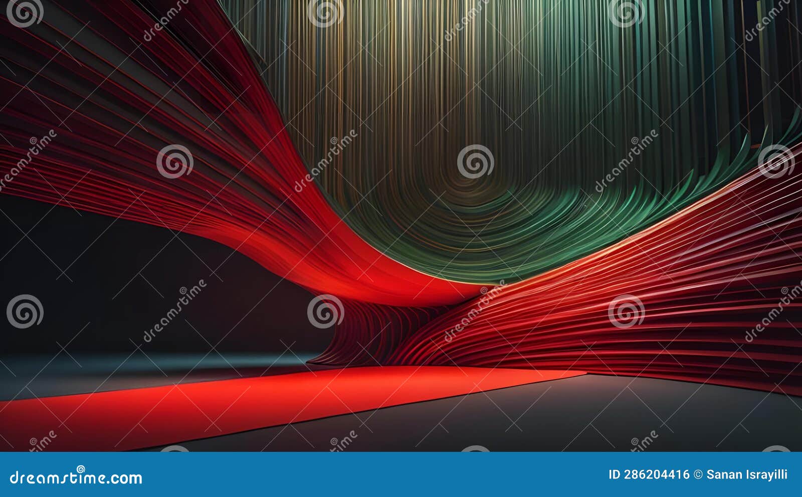 Abstract Background with Red and Black Lines, Waves. Generative Ai ...
