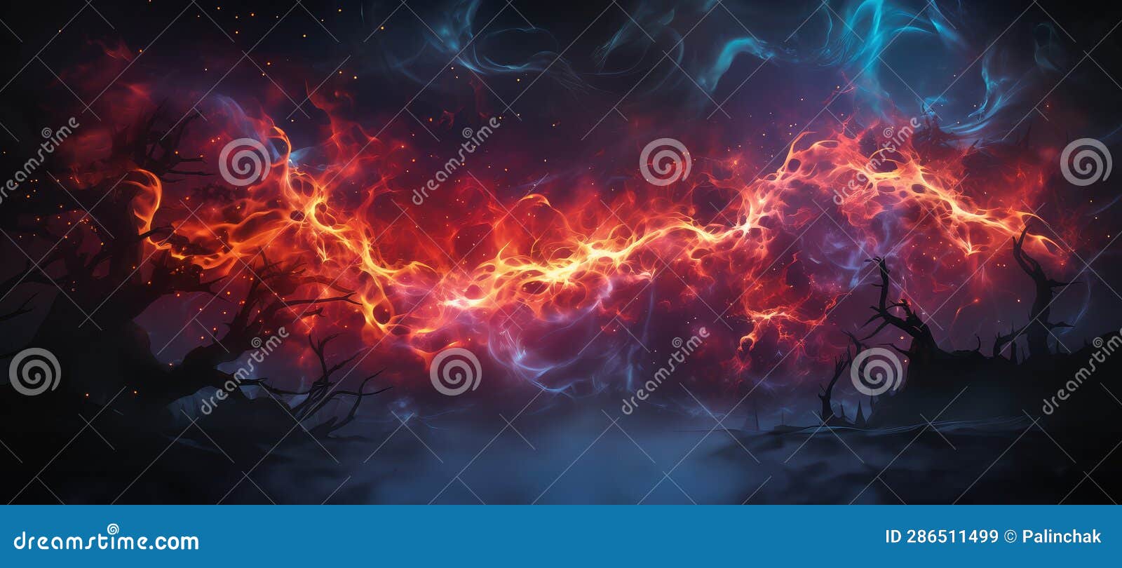Abstract Background with Red and Blue Flames of Fire Stock Illustration ...