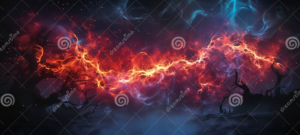 Abstract Background with Red and Blue Flames of Fire Stock Illustration ...