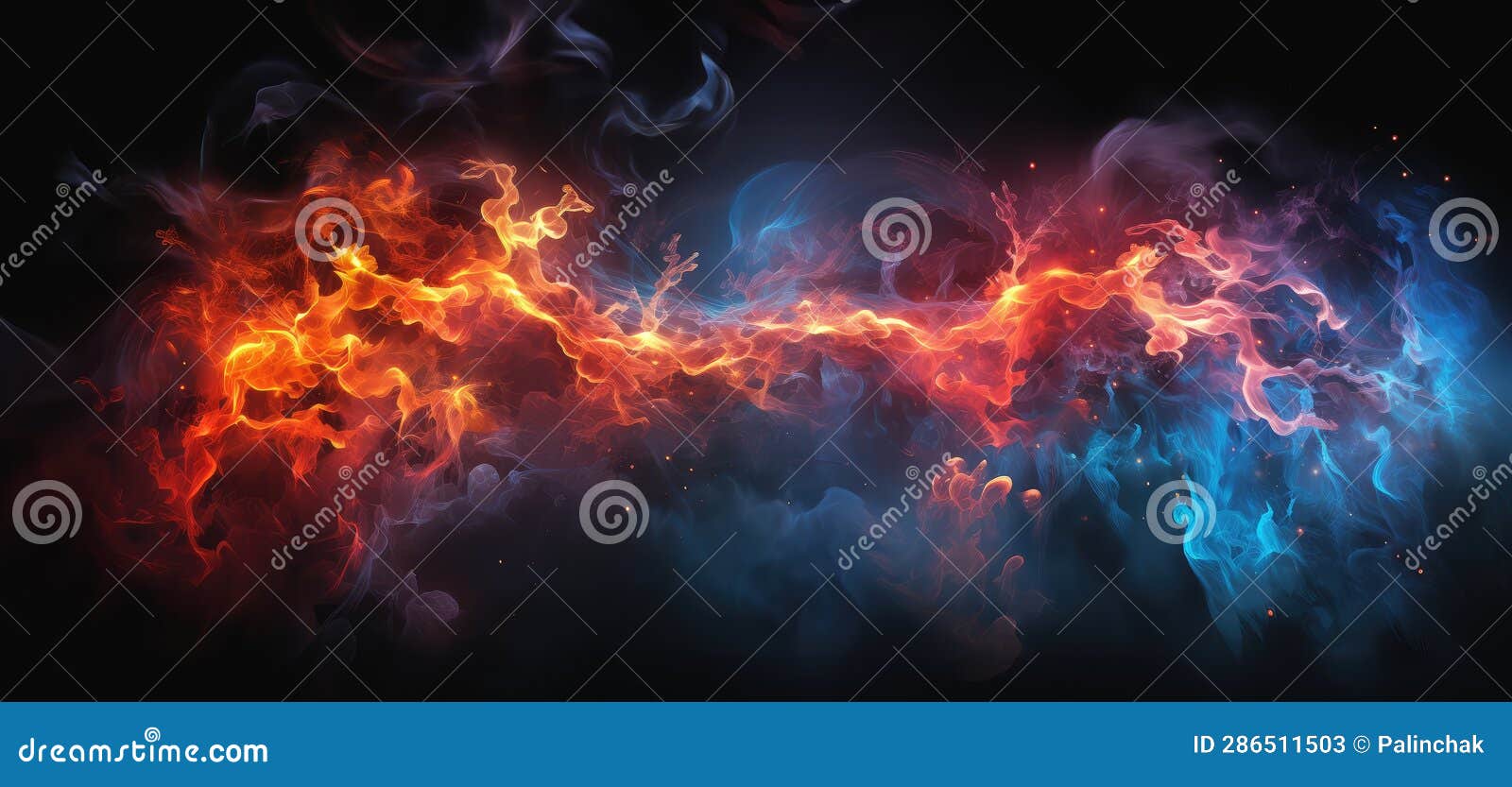 Abstract Background with Red and Blue Flames of Fire Stock Illustration ...