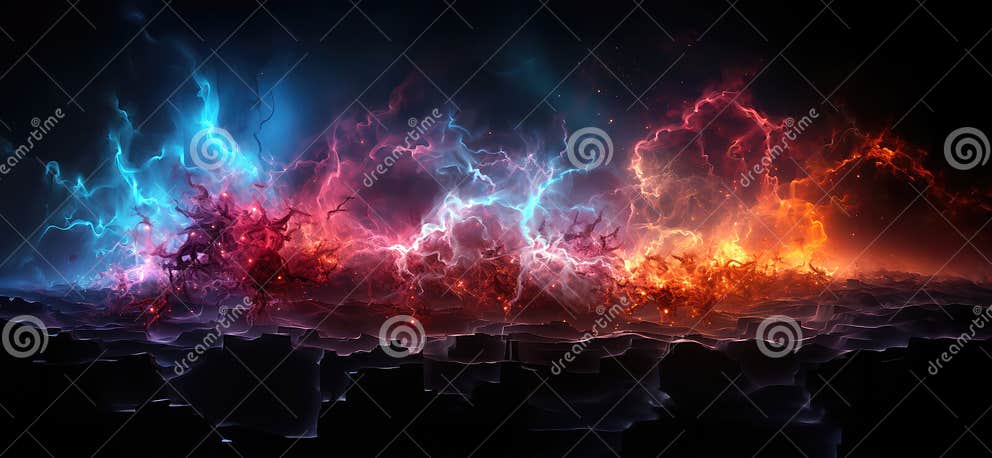 Abstract Background with Red and Blue Flames of Fire Stock Illustration ...