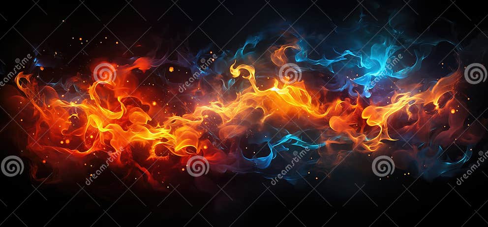 Abstract Background with Red and Blue Flames of Fire Stock Illustration ...