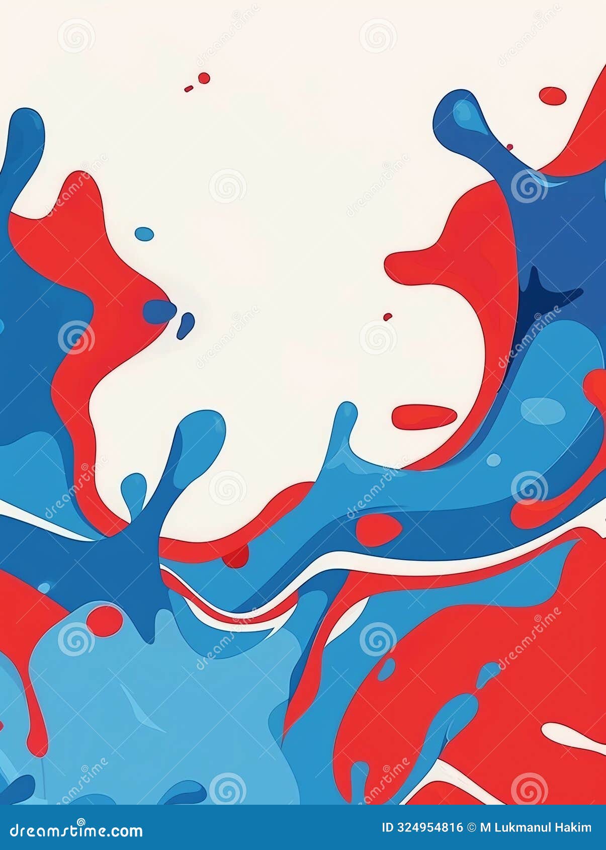 Abstract Background with Red and Blue Paint Splatters, Swirls and ...