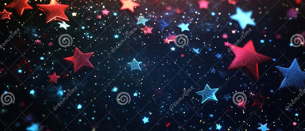 Abstract Background of Red and Blue Stars on a Dark Surface Stock ...