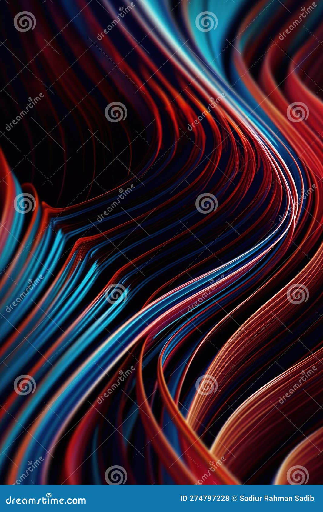 Abstract Background with Red and Blue Wavy Lines. Stock Illustration ...