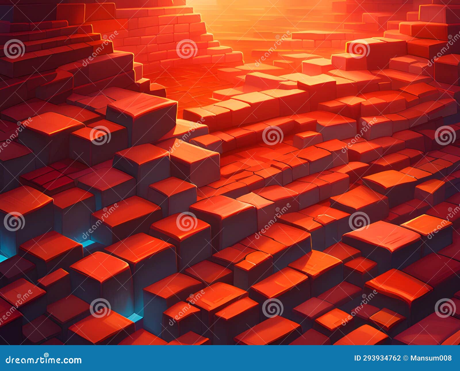 Abstract Background of Red Bricks, 3d Rendering Stock Illustration - Illustration of structure ...