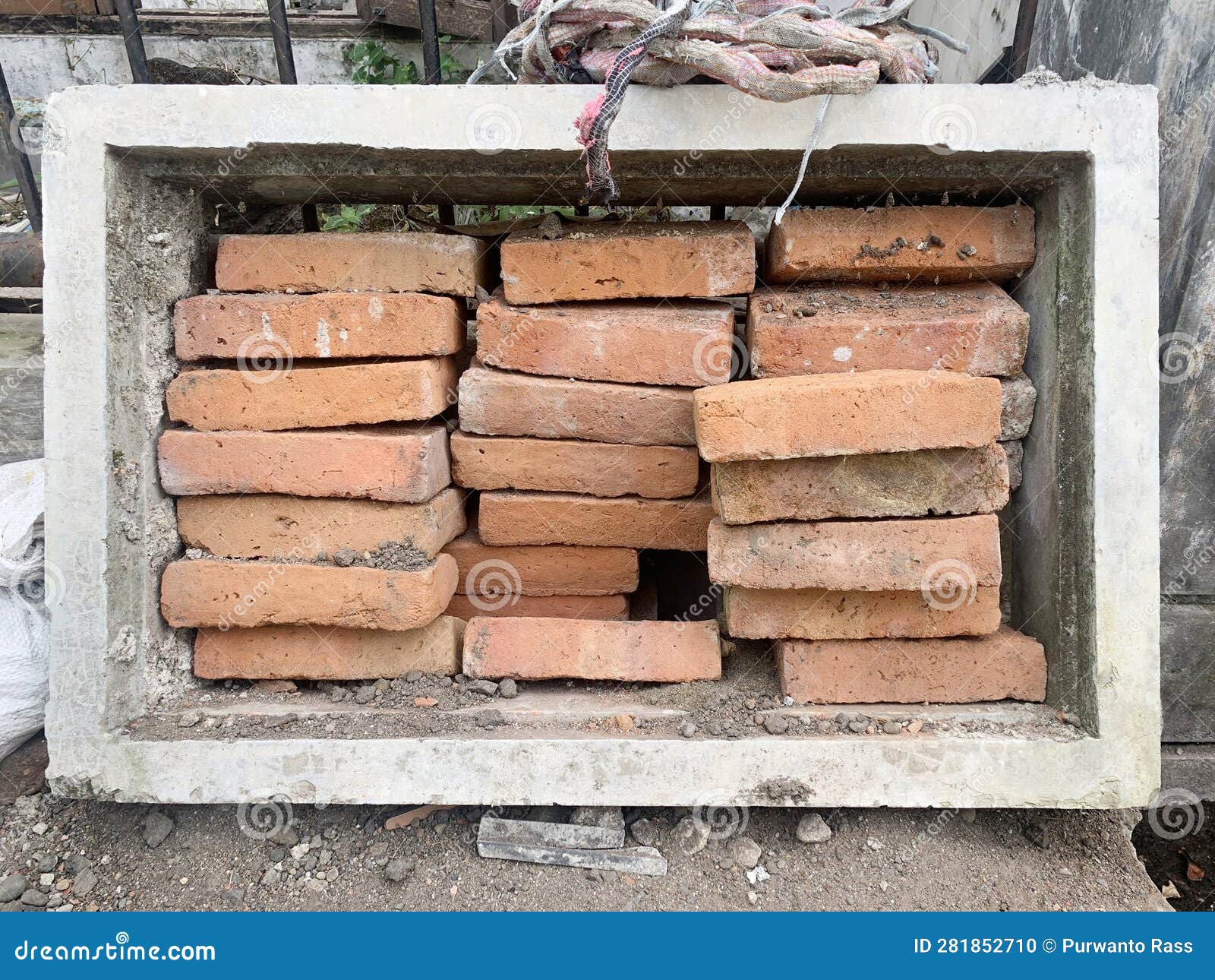 Abstract Background of Red Bricks Framing the Wall Stock Photo - Image ...