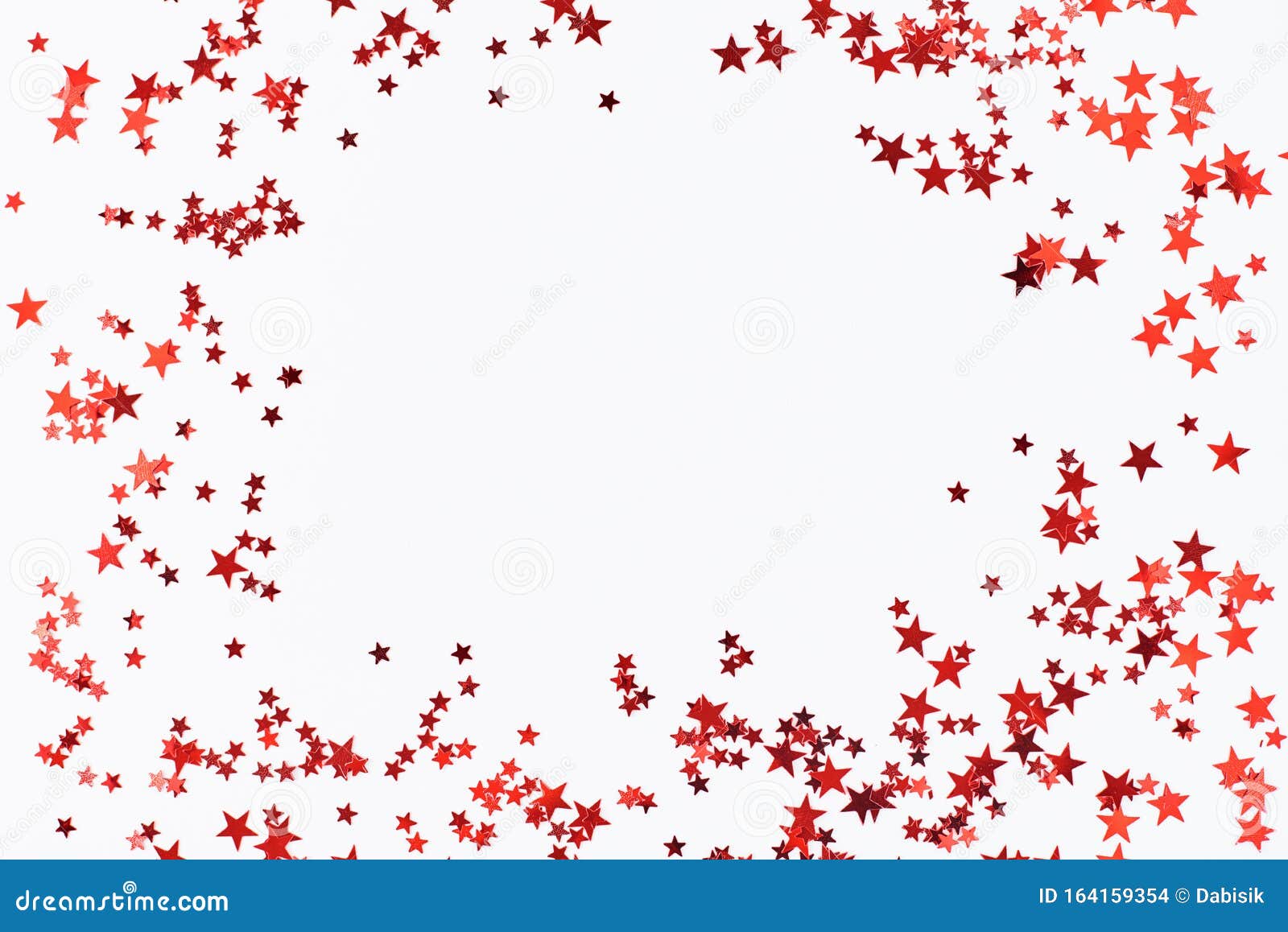 Abstract Background with Red Confetti in Shape of Star on a White ...