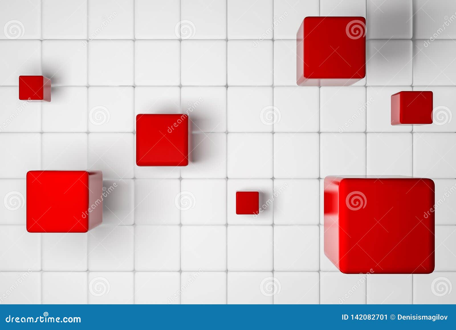 Abstract Background with Red Cubes Stock Illustration - Illustration of ...