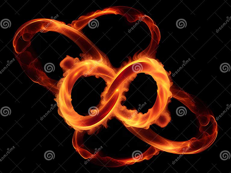 Abstract Background with Red Fire and a Black Infinity Symbol Stock ...
