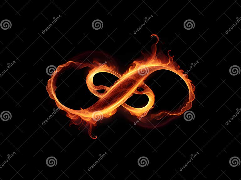 Abstract Background with Red Fire and a Black Infinity Symbol Stock ...