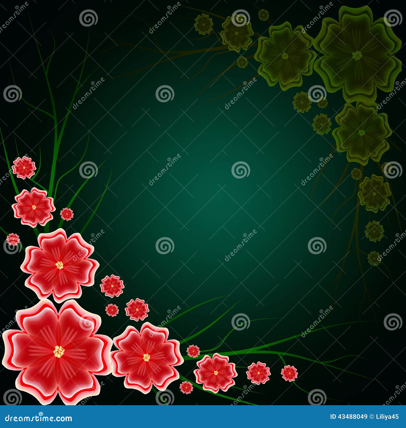 Abstract Background with Red Flowers . Stock Illustration ...