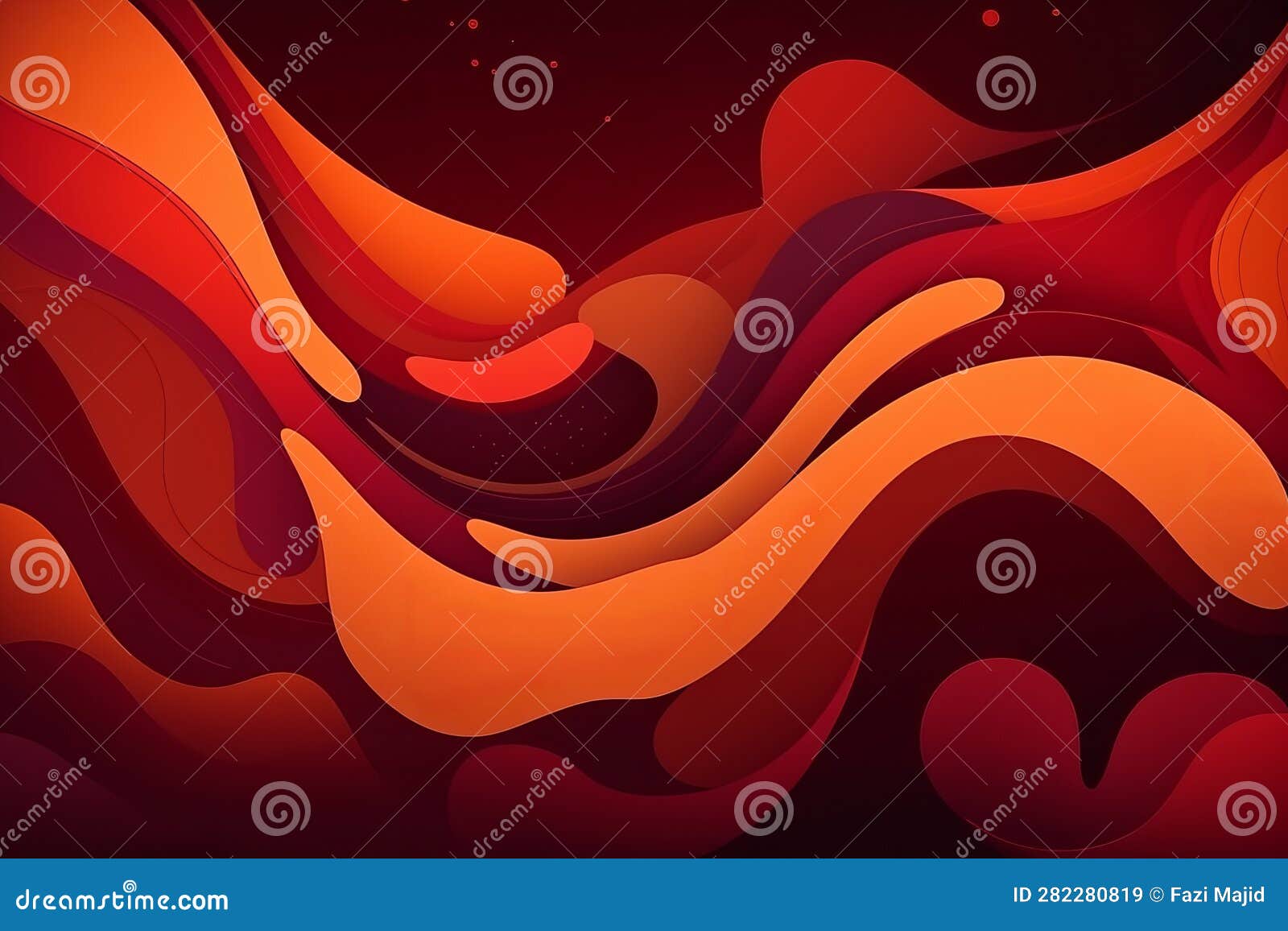 Abstract Background with Red and Orange Wavy Shapes. Vector ...