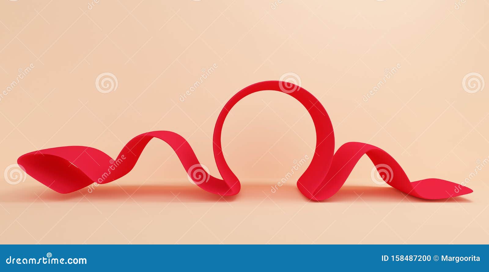 Abstract Background with Red Ribbon Wave. 3d Rendering Stock ...