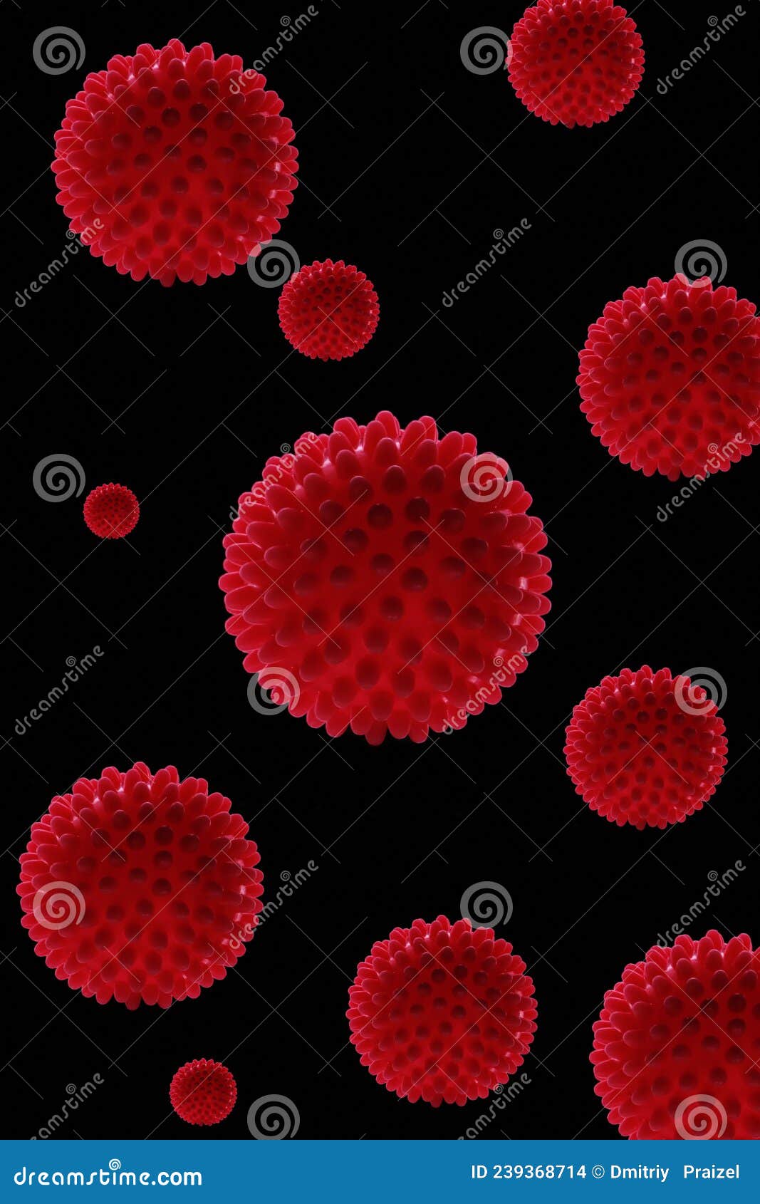 Abstract Background with Red Virus Molecules and Microbes on Black ...