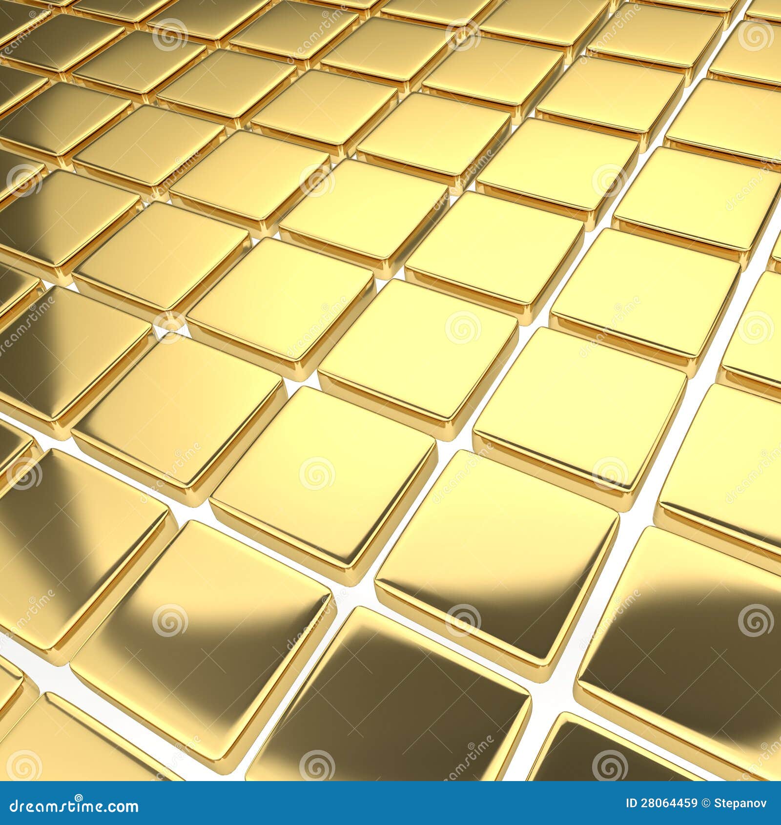Abstract Background with Reflecting Gold Squares Stock Illustration ...