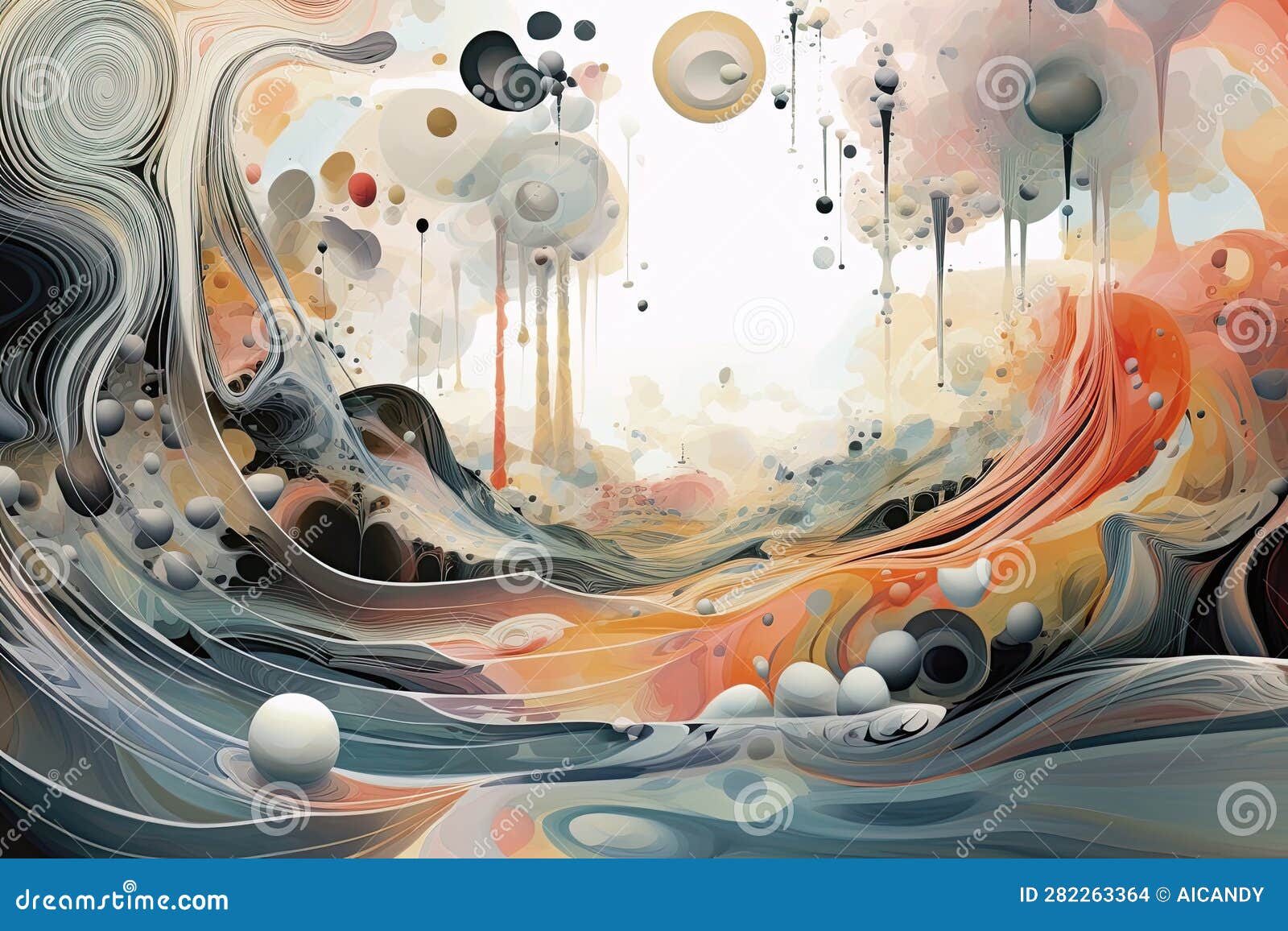Abstract Background Resembling a Surreal Dreamscape, with Floating ...