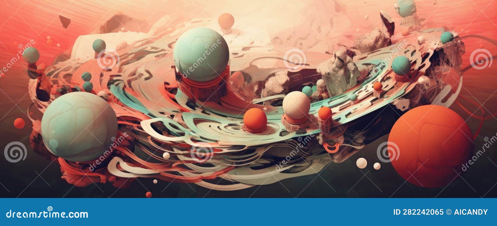 Abstract Background Resembling a Surreal Dreamscape, with Floating ...