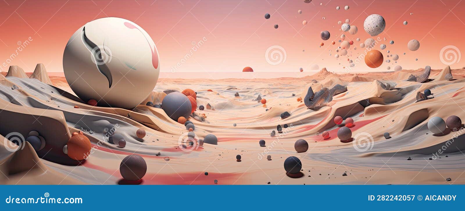 Abstract Background Resembling a Surreal Dreamscape, with Floating ...
