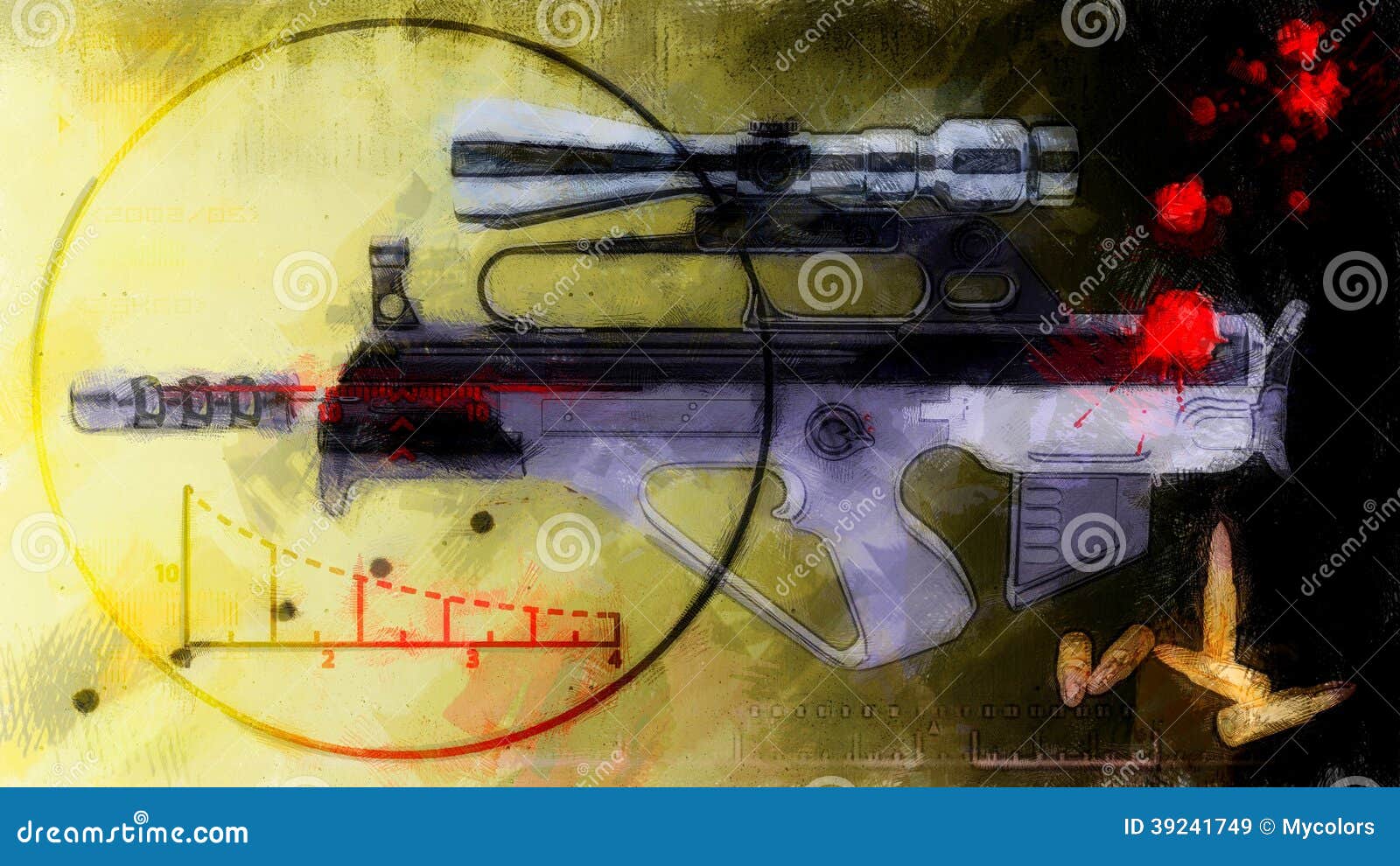 Abstract Background - Rifle with Optical Sight Stock Illustration ...