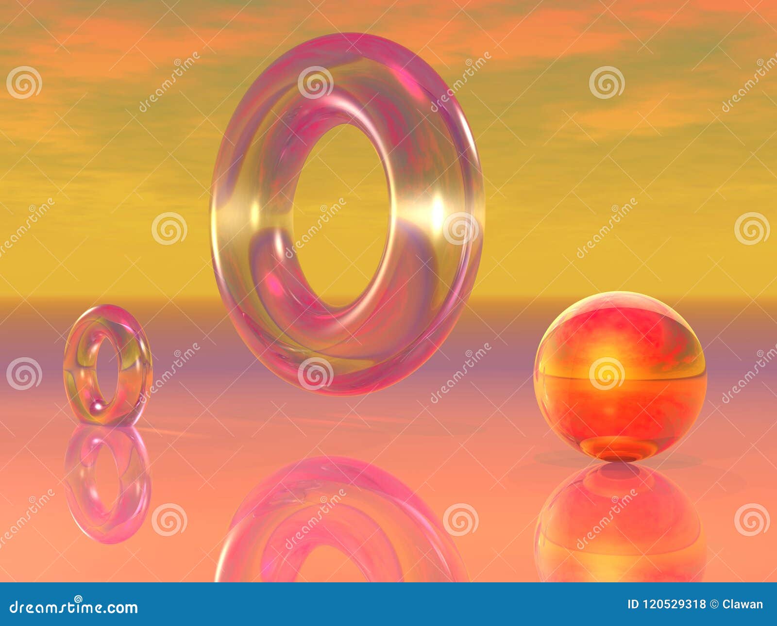 Abstract Background - Rings and Sphere Stock Illustration ...
