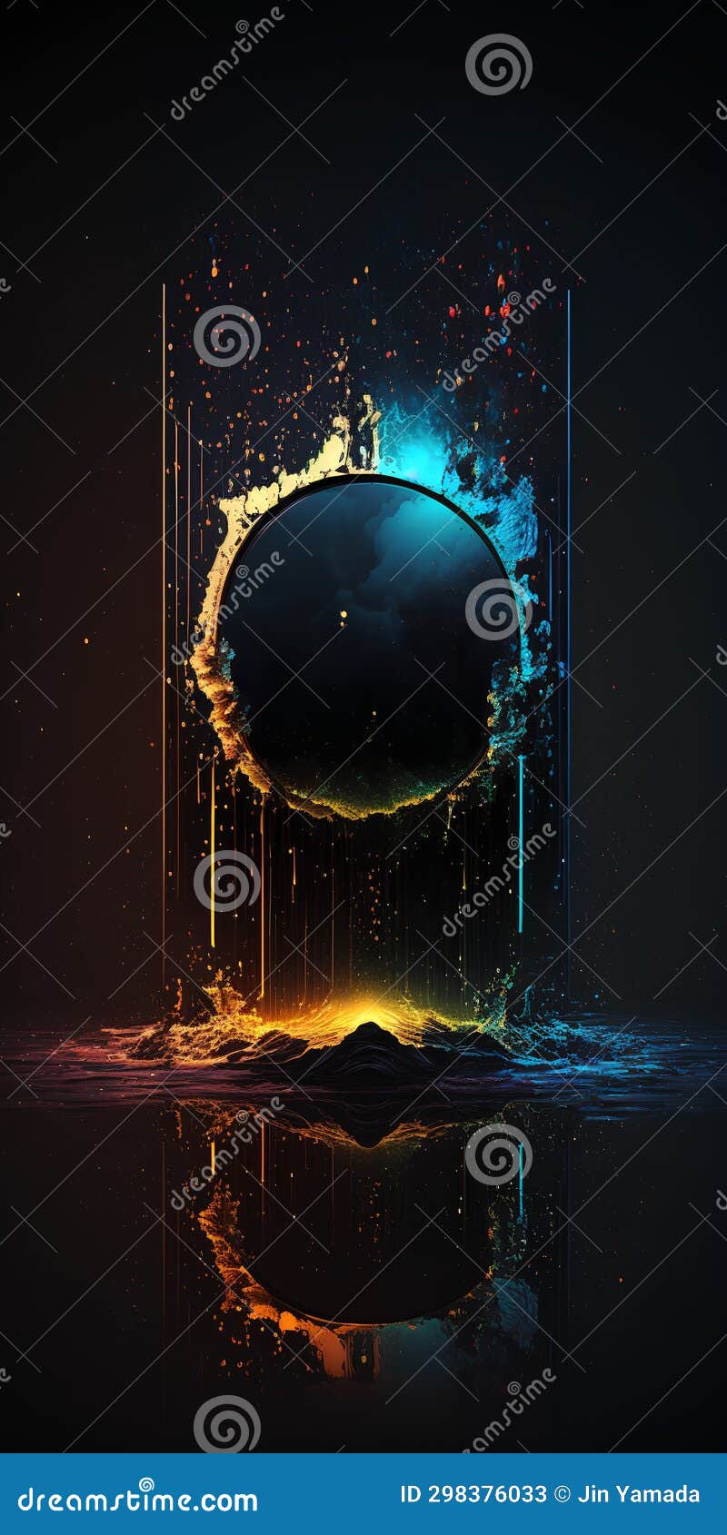 Abstract Background with Round Hole in Space. Futuristic Technology ...