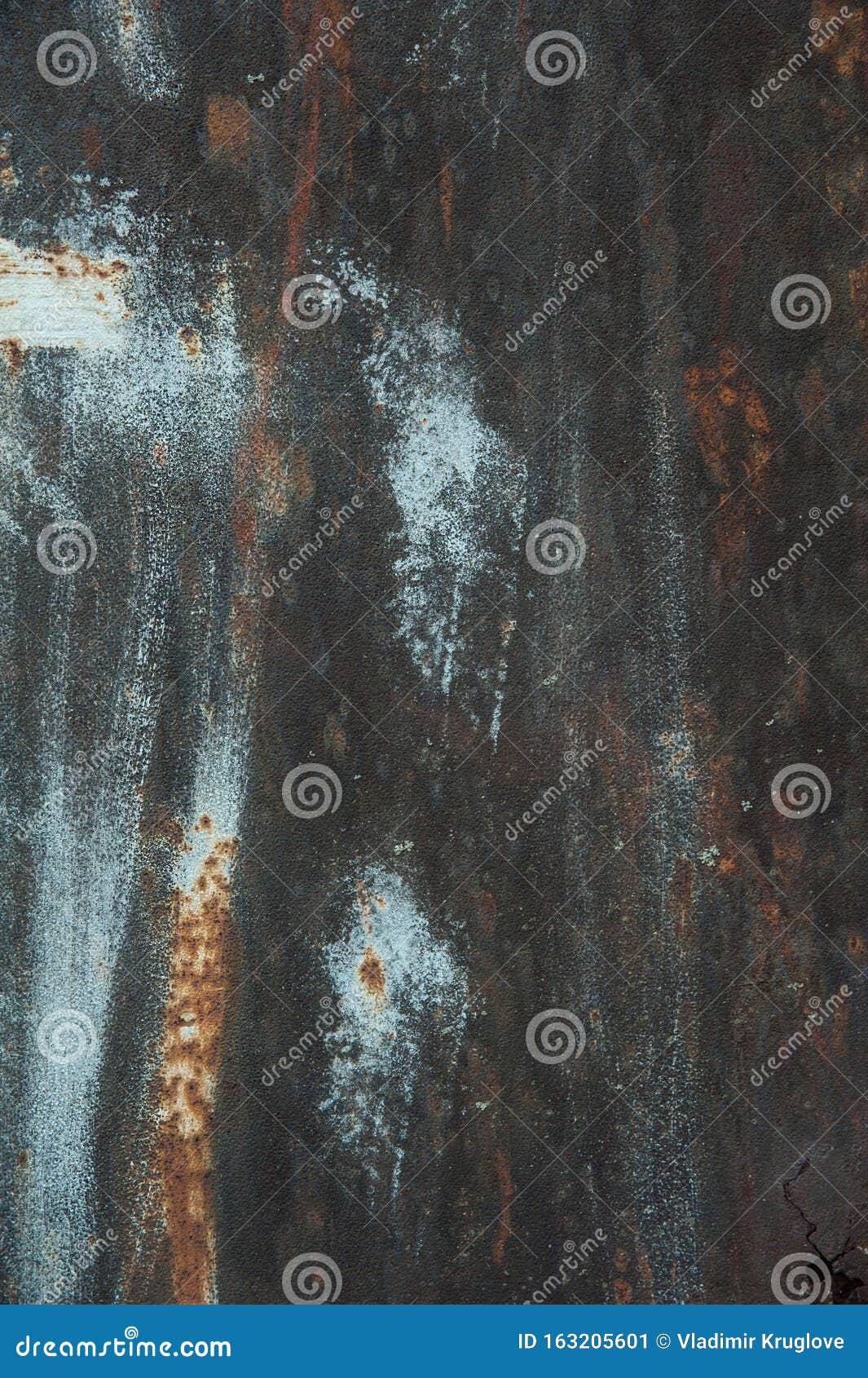 Rust and Stains of Light Blue Paint on the Dark Metal Surface ...