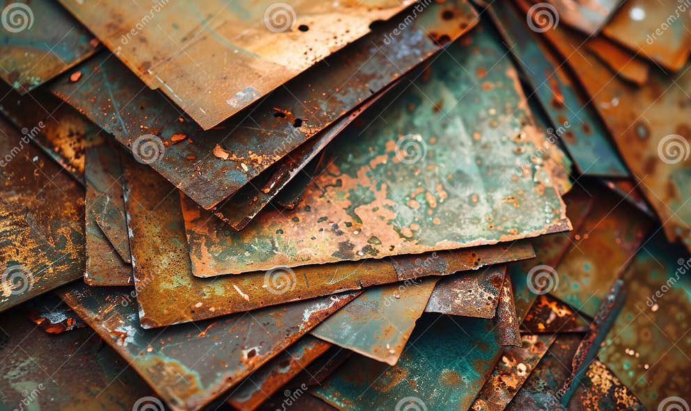 Abstract Background with Rusted Copper Sheets Stock Photo - Image of ...