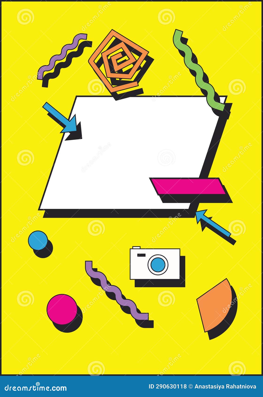 Abstract Background in a 90s Aesthetic. Vector Illustration with Empty ...