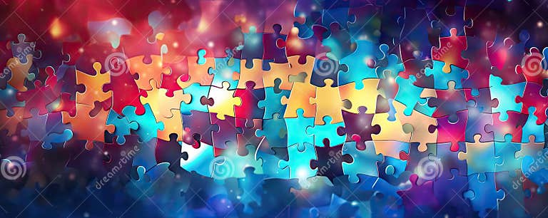 Abstract Background with Scattered Puzzle Pieces Coming Together ...