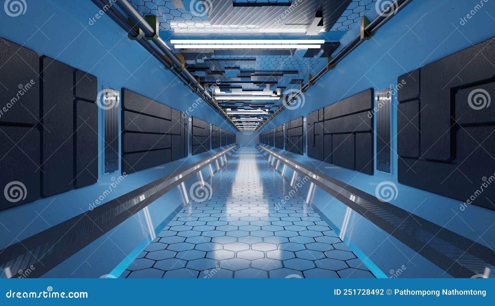 Abstract Background Sci Fi Gate Tunnel Modern Futuristic Spaceship , 3D ...