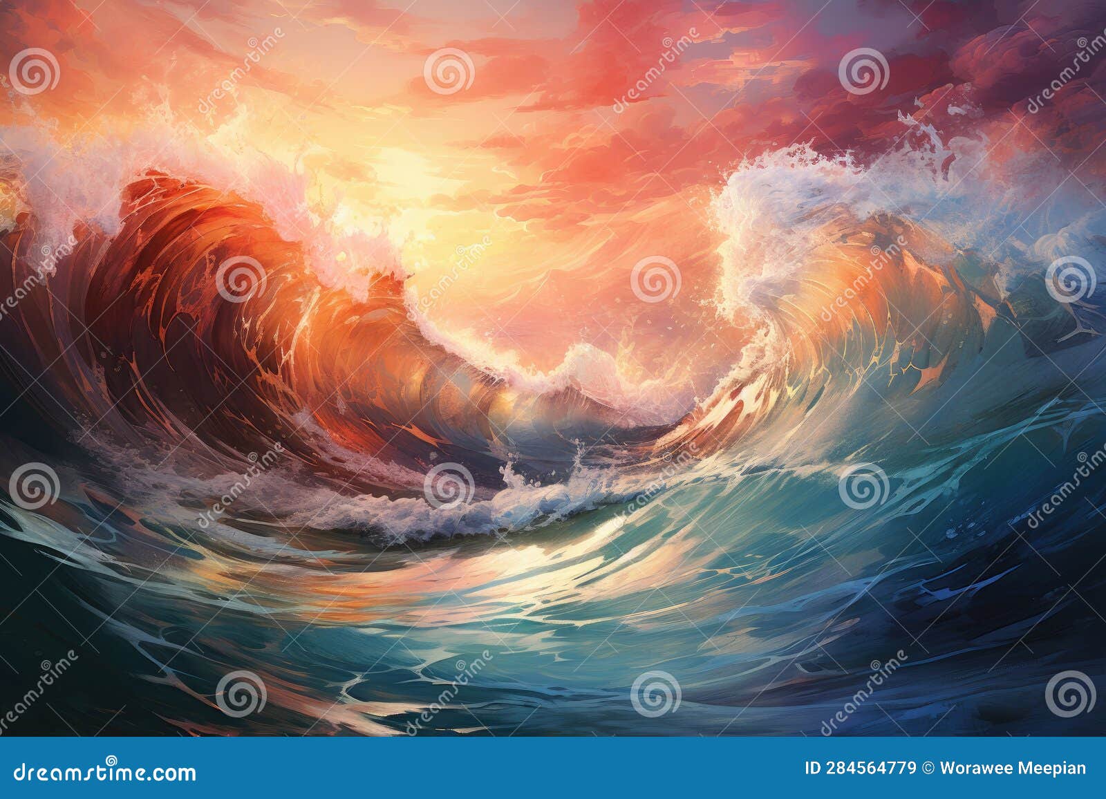 Abstract Background Sea Wave. AI Generative Stock Illustration ...