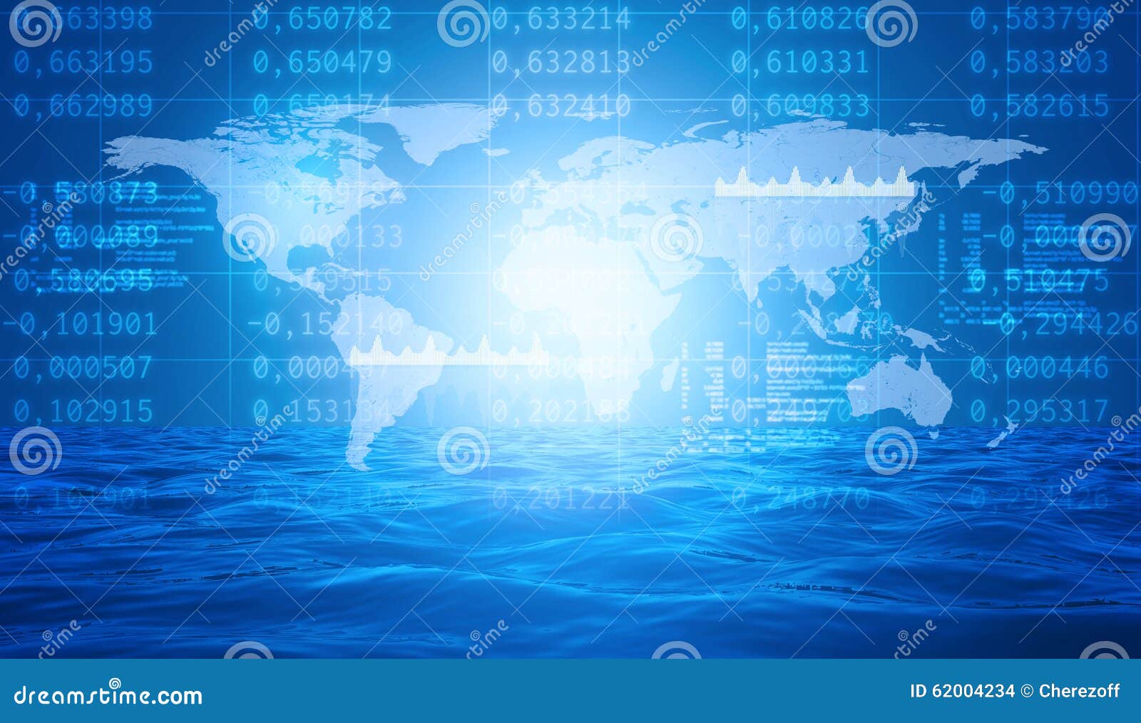 Abstract Background with Sea and World Map Stock Photo - Image of waves ...