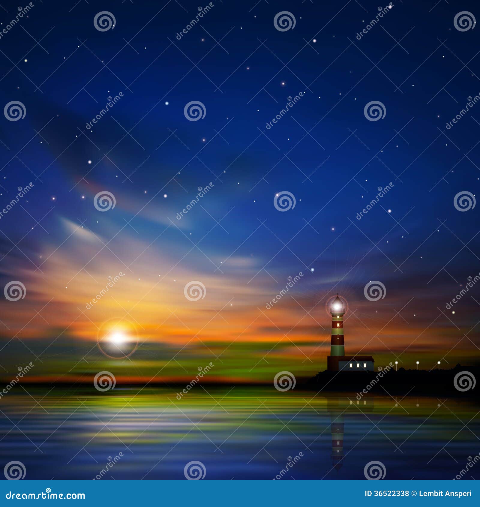 Abstract Background with Silhouette of Lighthouse Stock Vector ...