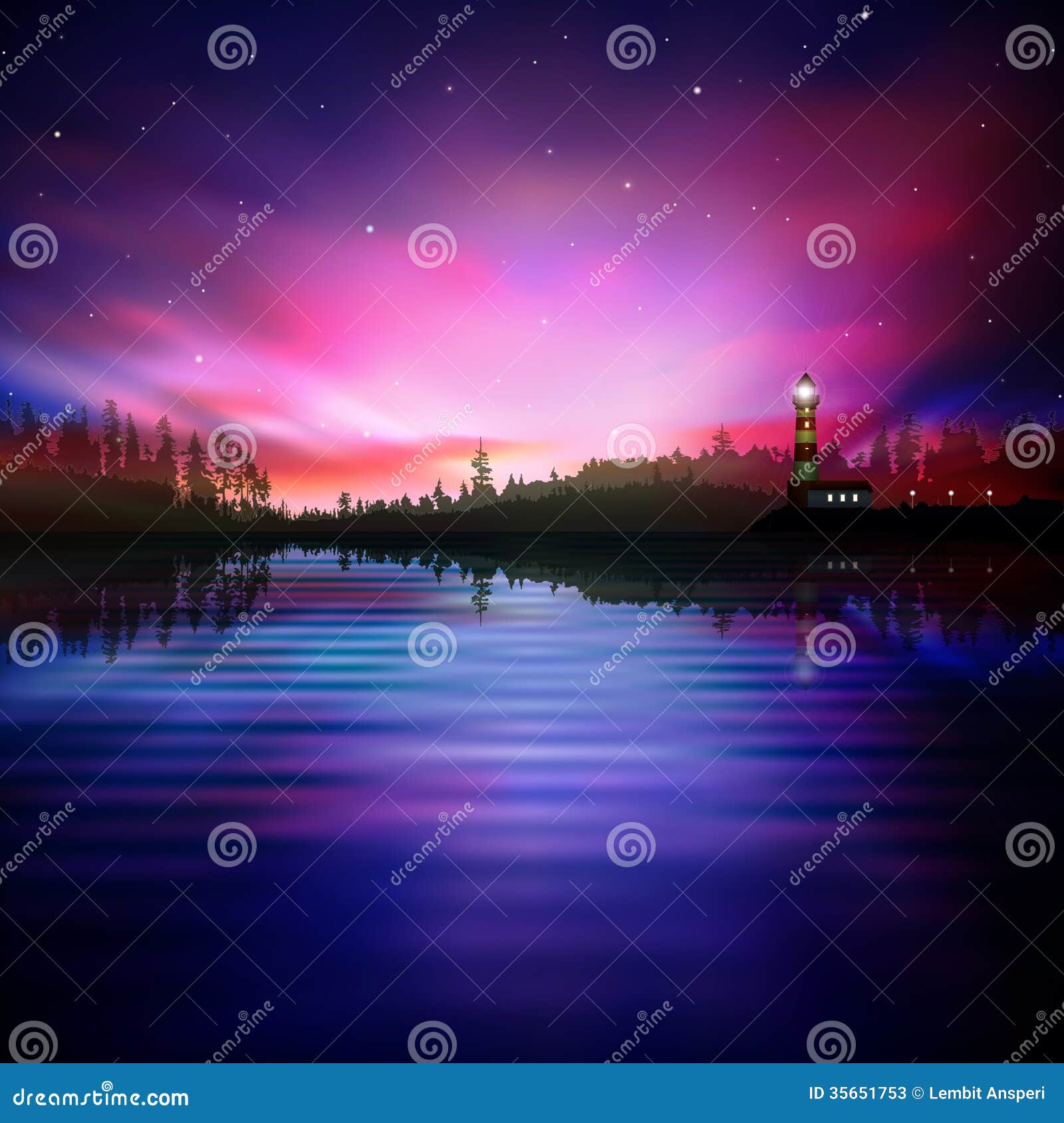 Abstract Background With Silhouette Of Lighthouse Stock Vector ...