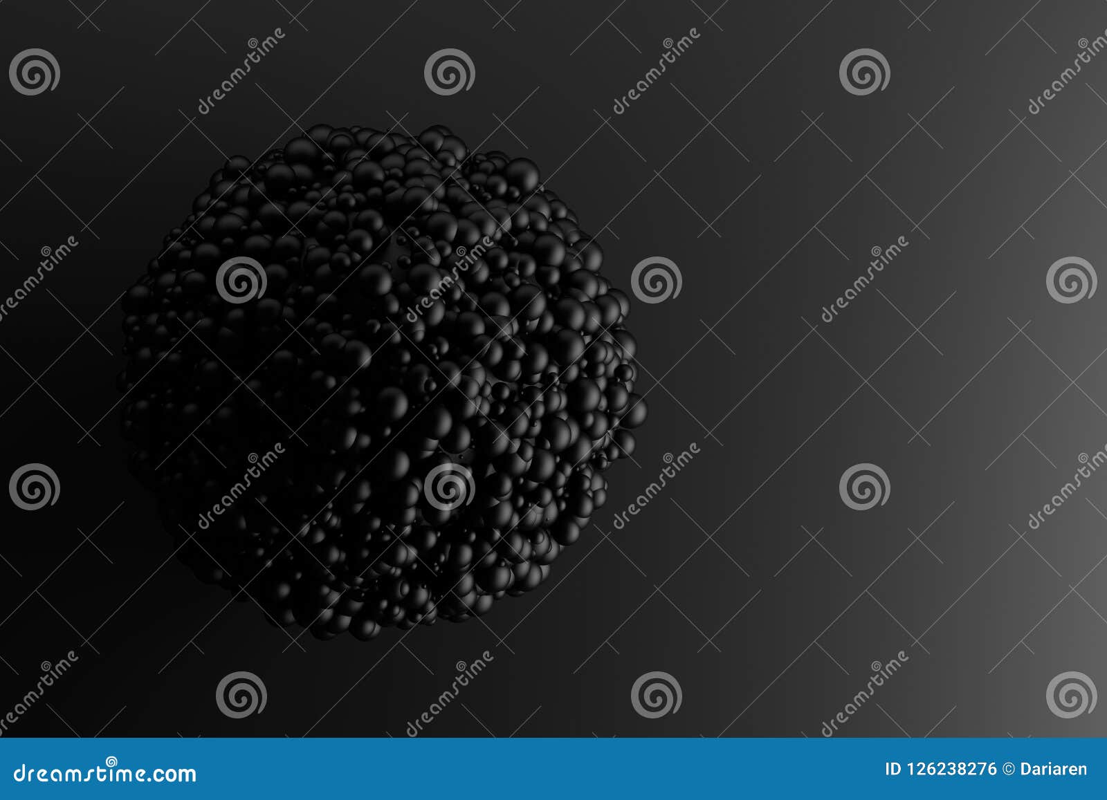 Abstract Background with Single Black 3D Particle Made of Many Black ...
