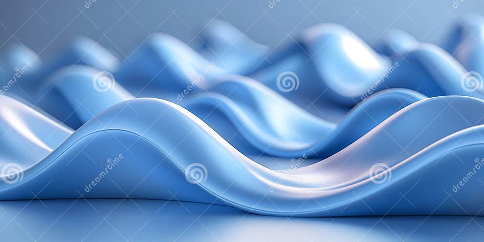 Abstract Background, Soft Blue 3D Waves Stock Illustration ...