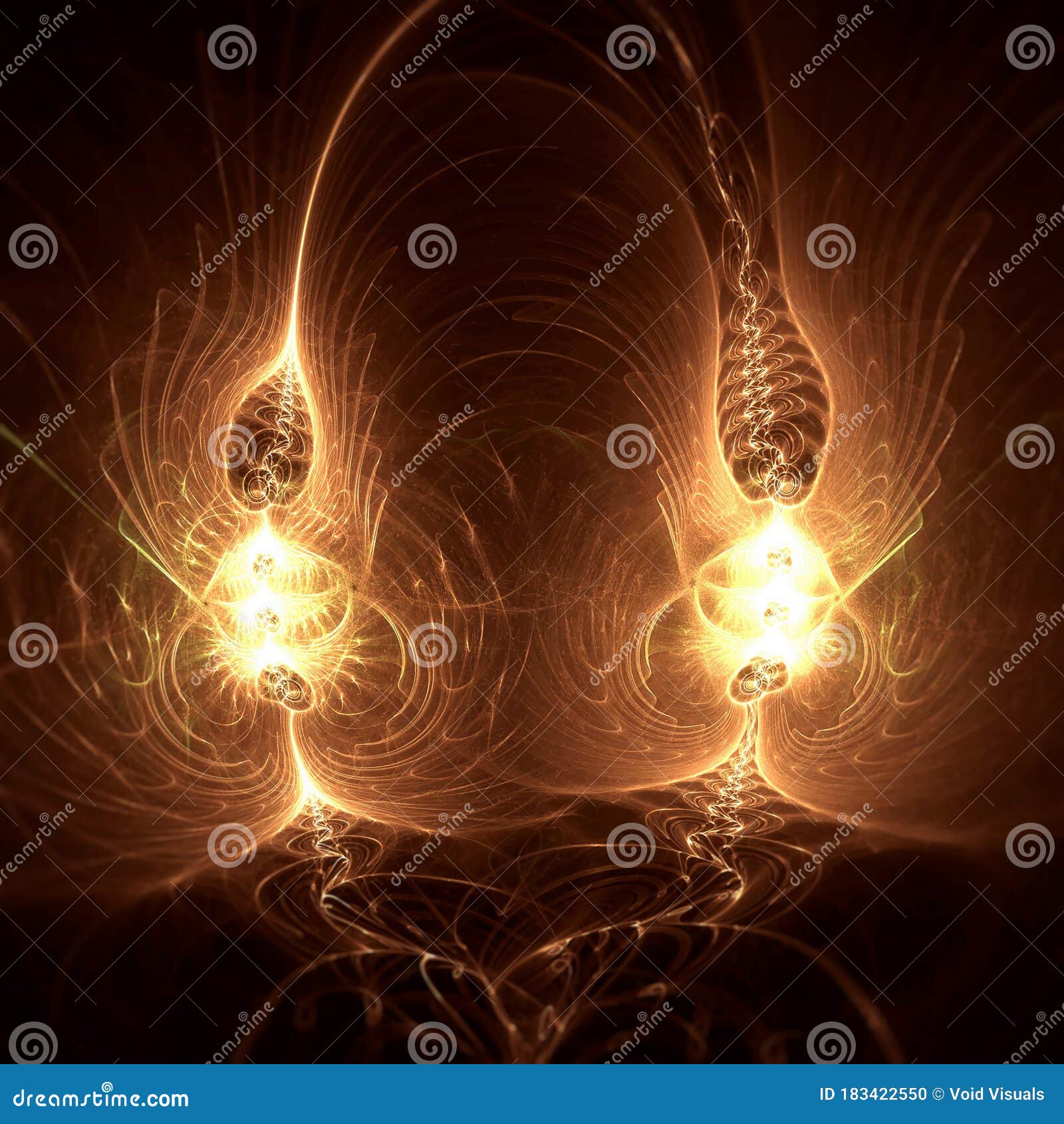 Solar Spirit Energy Twin Beings Swirls Morphing Glowing Connected by ...
