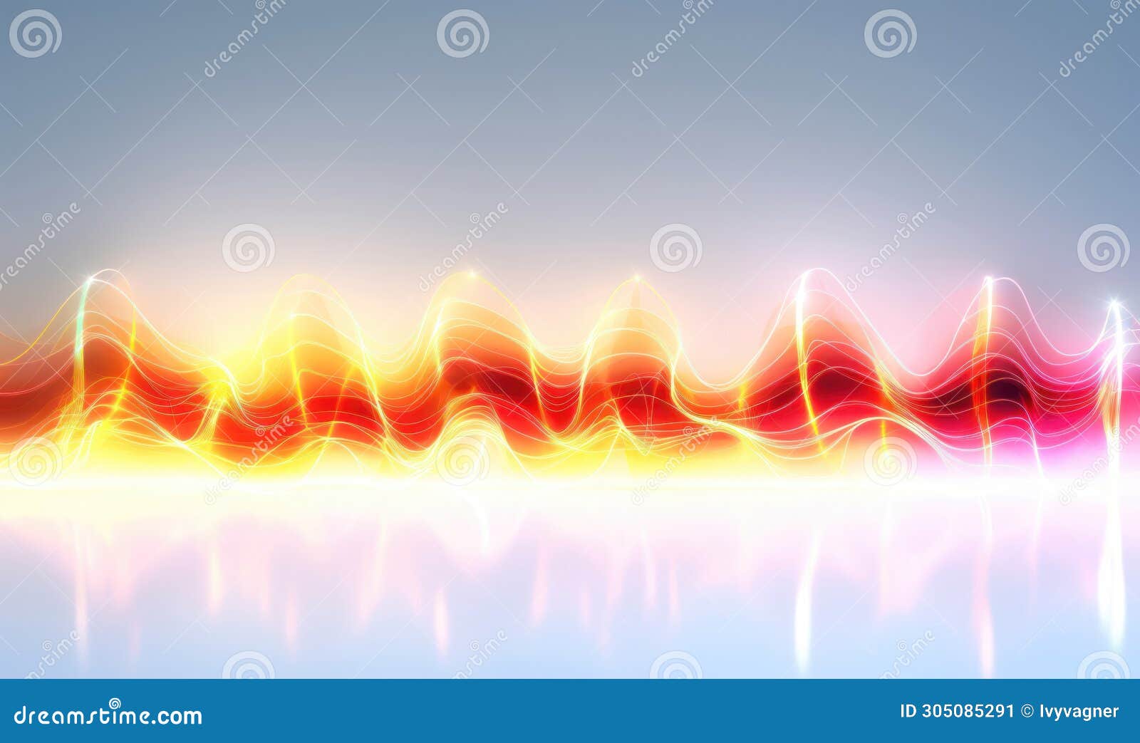 Abstract Background with Sound Wave. Orange and Yellow Waves on White ...