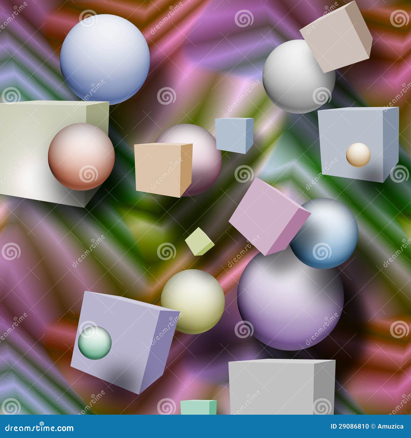 Abstract Background with Sphere and Cubes Stock Illustration ...