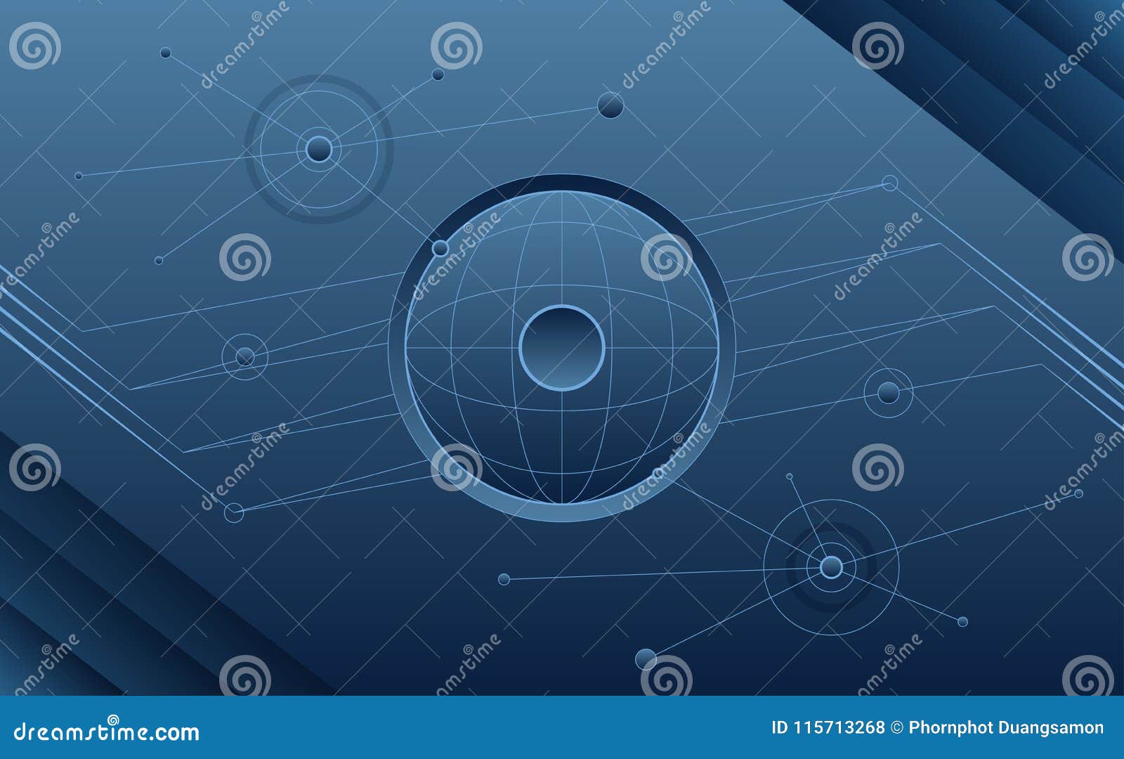 Abstract Background. Sphere Shape and Circle with Connecting Dots and ...