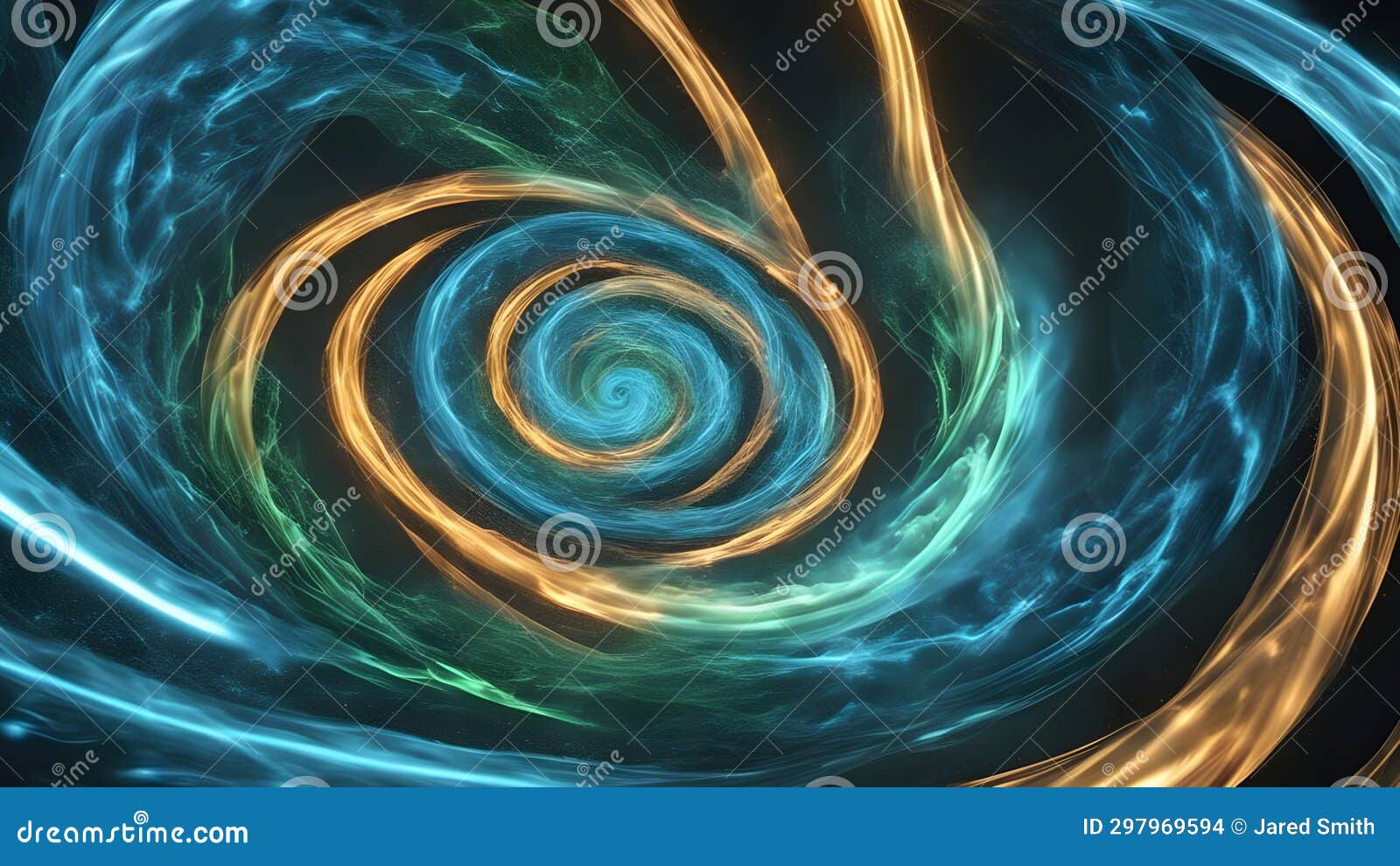 Abstract Background with Spiral a Blue and Green Spiral of Fire that ...