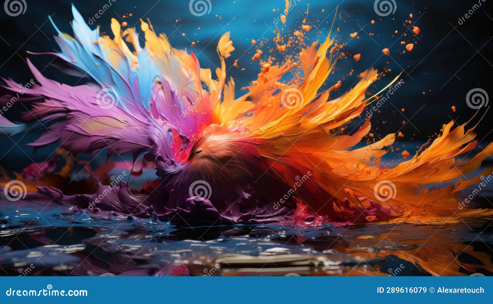 Abstract Background Splash of Multicolored Paint on a Black Background ...