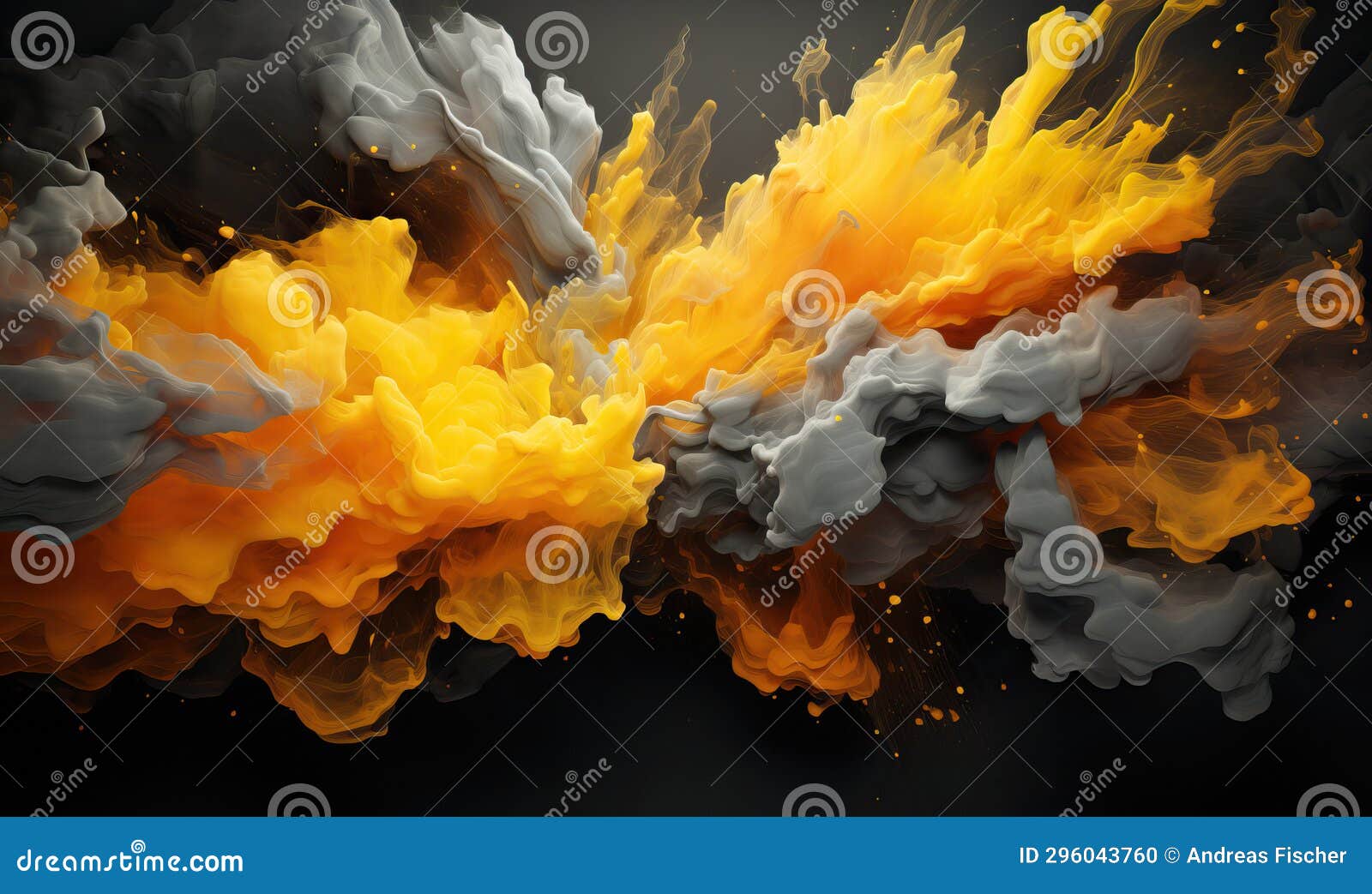 Abstract Background Splash of Yellow and Gray Paint. Stock Photo ...