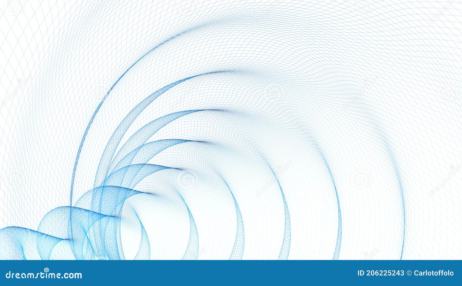 Abstract Background with a Spral Wireframed Blue Trace on White - 3D ...