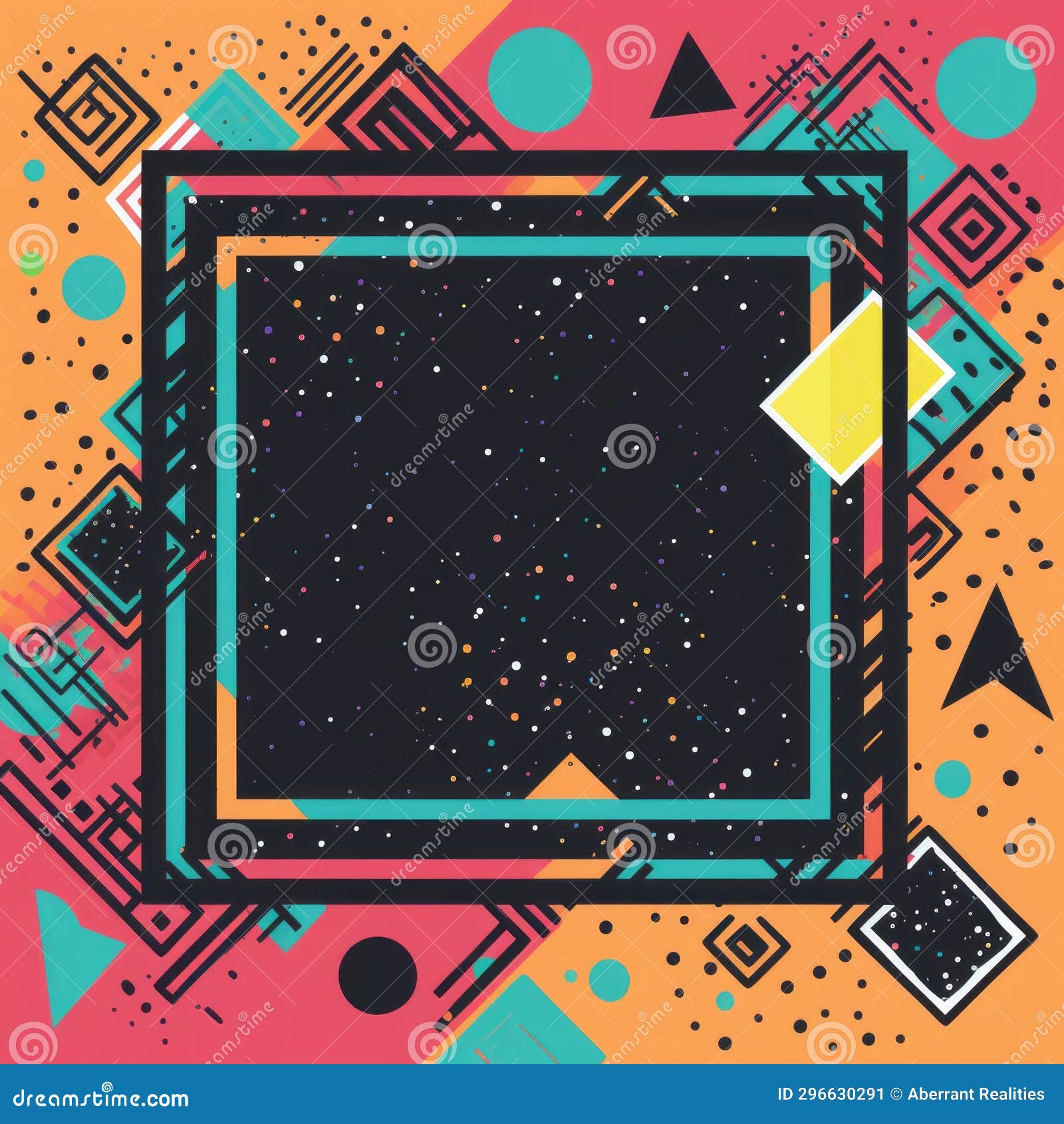 An Abstract Background with a Square Frame and Geometric Shapes Stock ...